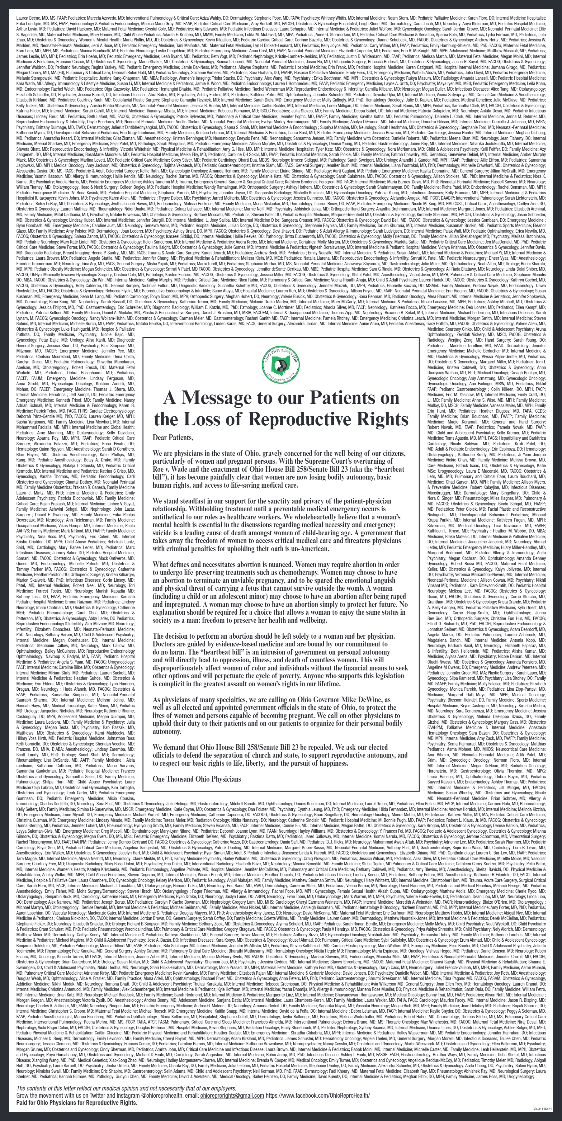 Doctors Protest Ohio Six-Week Abortion Ban: 'Greatest Assault on Women ...